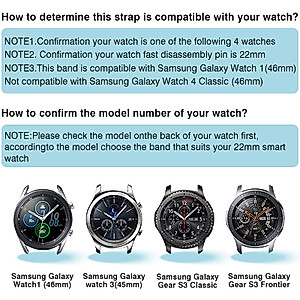 Compatible for Samsung Galaxy Watch 3 45mm Band - Gear S3 Frontier & Classic Bands/ Galaxy Watch 46mm bands, 22mm Soft Silicone Replacement Black Bands Sports Straps Breathable Men and Women