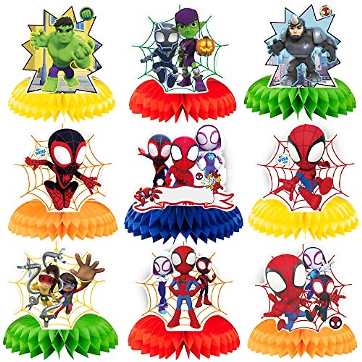 Spidey and his amazing friends Birthday Decorations, Honeycomb Centerpieces, table Decorations, Birthday Baby and kids Party Supplies.