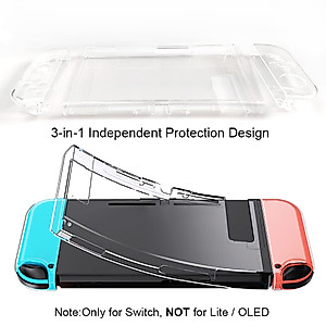Bealuffe Clear Case for Nintendo Switch Soft TPU Case Protective Cover for JoyCon Transparent Shock-Absorption Case
