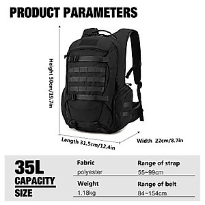 Mardingtop Tactical Backpack, Black, 52cm