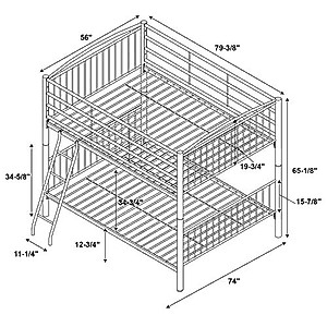Powell Heavy Metal Bunk Bed, Full-Over-Full, Black