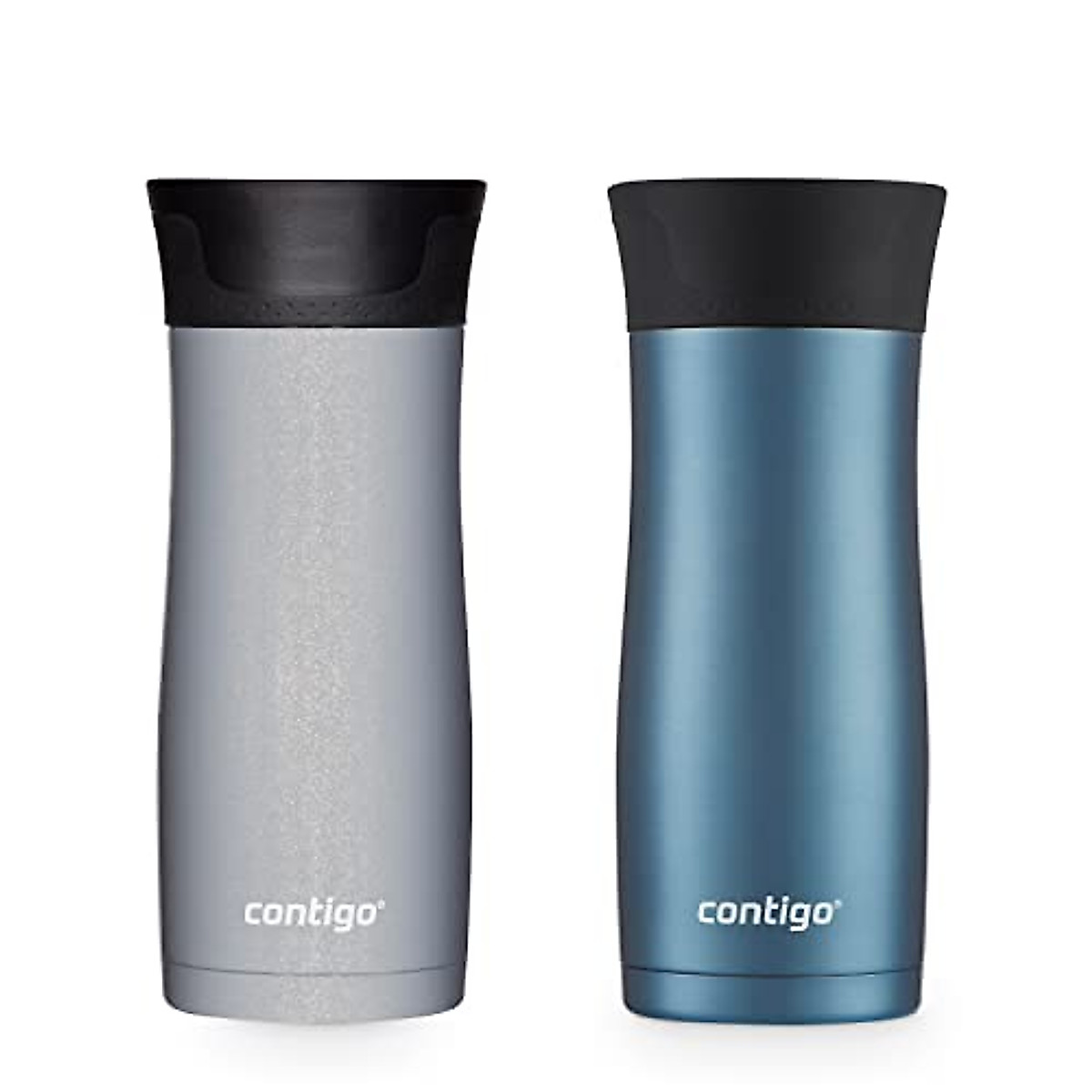 Contigo West Loop Stainless Steel Vacuum-Insulated Travel Mug with Spill-Proof Lid, Keeps Drinks Hot up to 5 Hours and Cold up to 12 Hours, 16oz 2-Pack, Dark Ice & Gold Morel