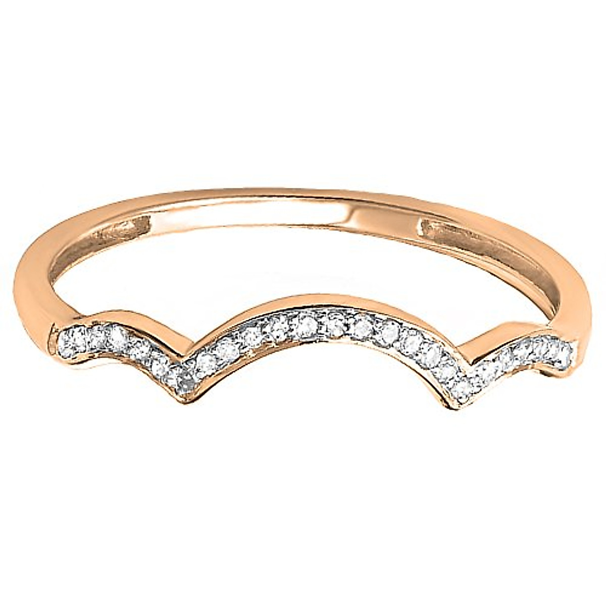 Dazzlingrock Collection 0.10 Carat (Cttw) Round White Diamond Stackable Wedding Contour Band in 14K Rose Gold Size 6.5