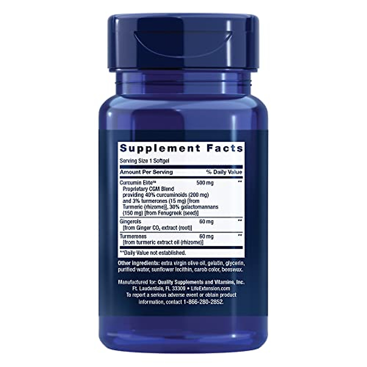 Life Extension Advanced Curcumin Elite Turmeric Extract, Ginger & Turmerones – For Healthy Inflammatory & Immune Response and Cardiovascualr & Brain Health – Gluten-Free, Non-GMO – 30 Softgels