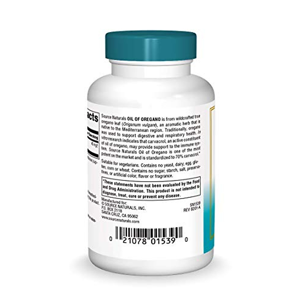 Source Naturals Wellness Oil of Oregano - Standardized to 70% Carvacrol - 60 Vegetarian Capsules