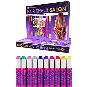 Desire Deluxe Hair Chalk for Girls Makeup Kit of 10 Temporary Colour Pens Gifts, Great Toy for Kids Age 5 6 7 8 9 10 11 12 13 Years Old, "Blue,Green,Grey,Pink,Purple