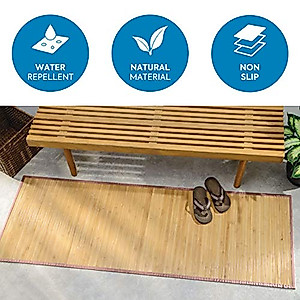 iDesign Bamboo Non-Skid Water-Resistant Floor Mat, The Formbu Collection – 24" x 72”, Natural Tan