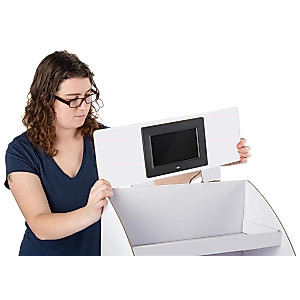 Displays2go Countertop Cardboard Shelving with 7" Digital Display – White (TBSH3WTDG)
