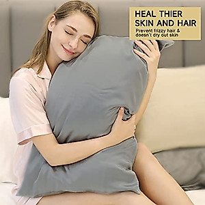 ZIMASILK 100% Mulberry Silk Pillowcase for Hair and Skin - Upgraded Silk Pillow Case, More Soft & Durable, Highest Grade 6A Silk, with YKK Zipper, Gift Box 1Pc (Standard 20"x26", Grey)