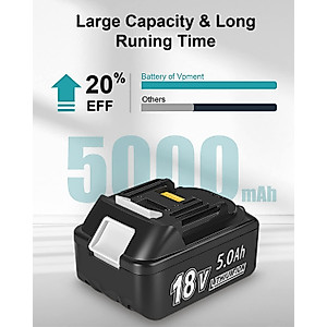 Amityke 6Pack Compatible with Makita18v Battery 5.0Ah, Replacement Battery for Makita with Power Indicator, BMS Safty System-for BL1830B, BL1815, BL1825, BL1835, BL1845