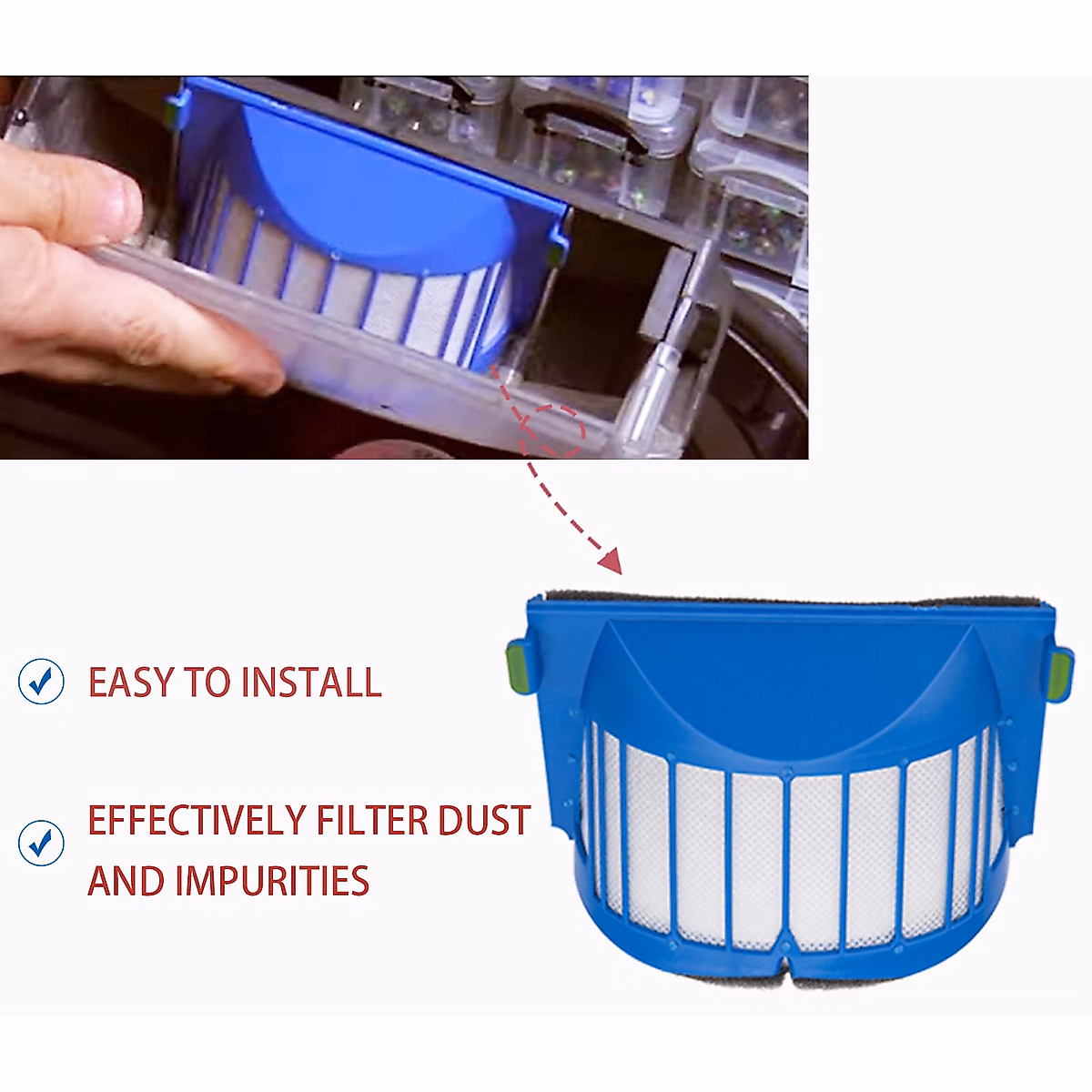 600 Series Replacement Parts for iRobot Roomba 610 620 630 650 680 & 500 Series 595 552 564,Includ Side Brush,Ilter and Screw,Bristle Brush and Flexible Beater Brush,Cleaner Replenishment Kit Filter