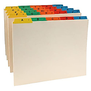 Iconikal Alphabetical File Guide Set, 5 Tabs Across, Manila, Letter Size