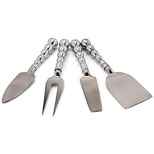 IHI EST. 1986 India Handicrafts Beaded Silver Tone 6 inch Metal Cheese Knives Set of 4