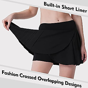 Tennis Skirt for Women Black Skorts Skirts for Womens Pleated Tennis Skirts with Shorts and 3 Pockets High Waisted Athletic Golf Skirt
