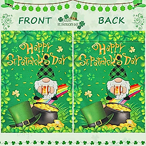 St Patricks Day Flag, JULMELON St Patricks Day Garden Flag 12 × 18 Inches Spring Green Farmhouse Burlap Yard Holiday Outdoor Decor