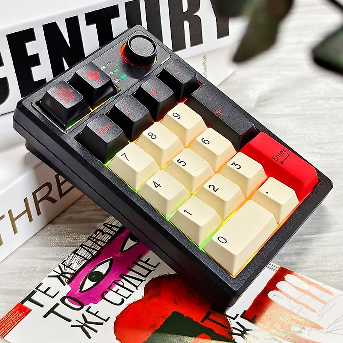 KEYCOOL K19 Wireless Numeric Keyboard, Mechanical Number Keypad Hot-swappable Bluetooth Numpad 5.0/2.4GHz, RGB Multi-Function Knob Numerical Keyboard for Laptop Mac Win iOS Android