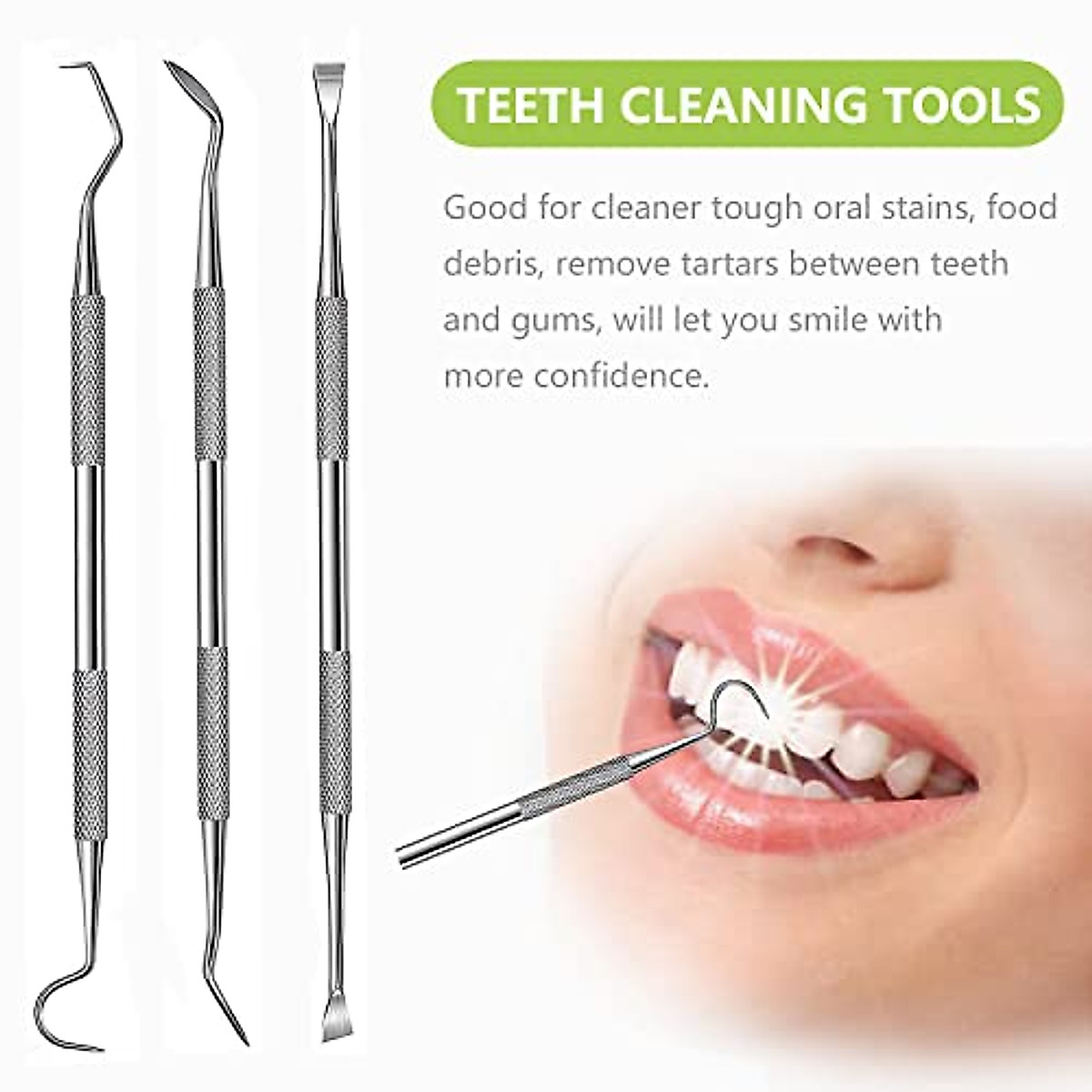 PARYUNGR Dental Tools, Professional Teeth Cleaning Oral Care Hygiene Kit, Stainless Steel Dental Pick Tooth Scraper Tartar Plaque Remover for Dentist, Personal, Pet Use with Storage Box