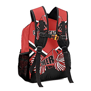 Zaaprint Cheerleaders Red Black Cheer School Backpack Shoulder Shopping Bag Travel Casual Bags with Name Text