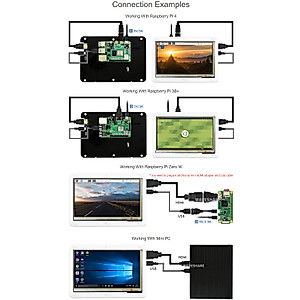 Waveshare 7inch Capacitive Touch Screen LCD with Bicolor Case Compatible with Raspberry Pi 4B/3B+/3A+/2B/B+/A+/Zero/Zero W/WH/Zero 2W CM3+/4 800×480 Resolution HDMI Supports Windows