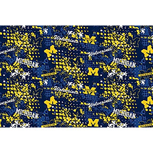 University of Michigan Cotton Fabric by Sykel-Licensed Michigan Wolverines Splatter Cotton Fabric