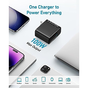 Mac Book Pro Charger, 100W USB C Charger, Anker Compact and Foldable Fast Charger for MacBook Pro, MacBook Air, Samsung Galaxy, iPad Pro, and All USB C Devices, 5 ft USB C to USB C Cable Included
