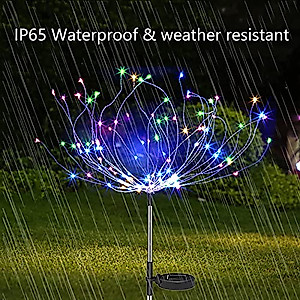 4Pack Firework Solar Lights Outdoor, Solar Garden Decorative Lights, Solar Walkway Lights Waterproof, 35 Copper Wires String Lights for Christmas, Pathway, Patio, Flowerbed