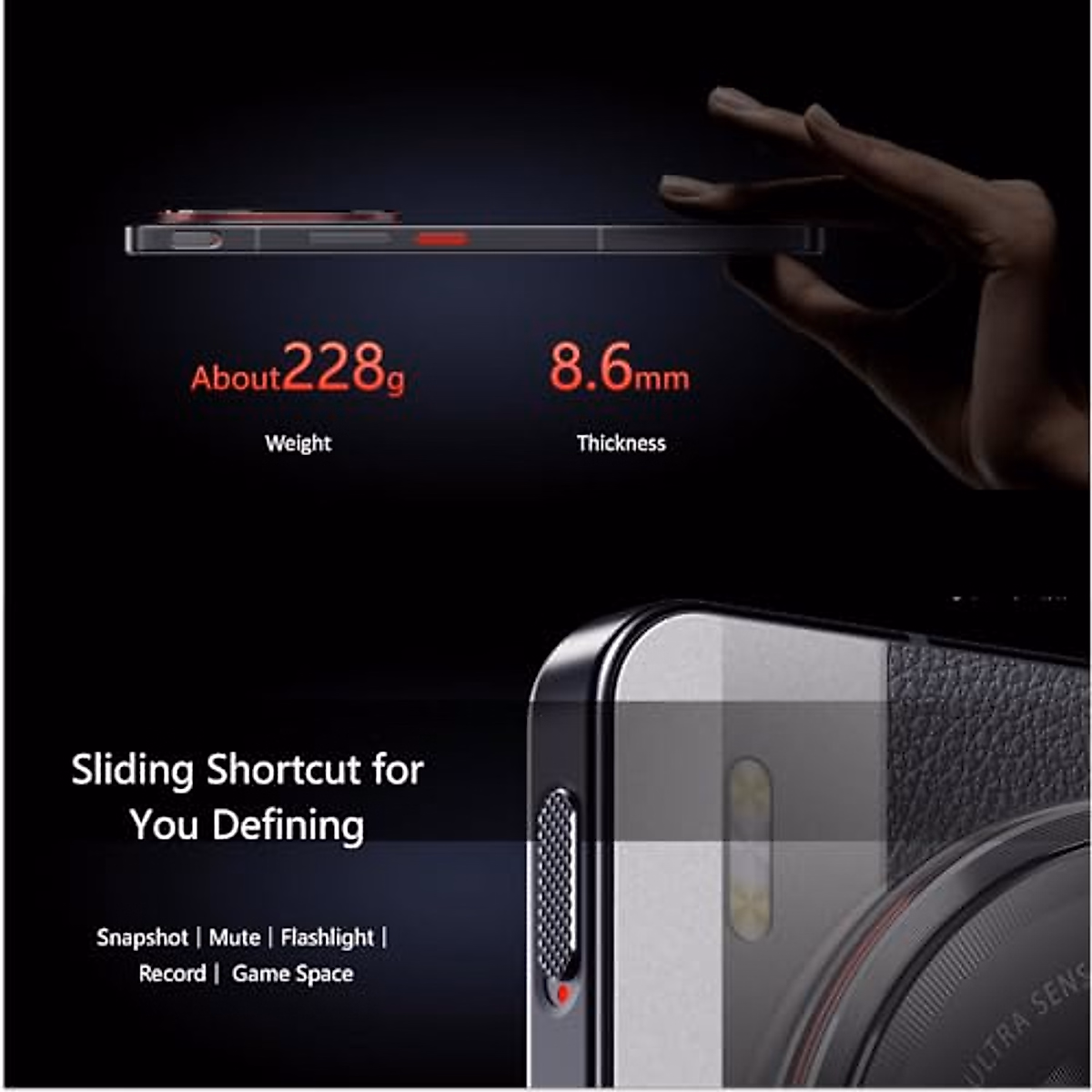 nubia Z50S Pro Cellphone - 5G Unlocked Smartphone, Qualcomm Snapdragon 8 Gen 2 Processor, 120Hz 6.78" AMOLED Display, 80W Fast Charge Android 13 Phone with 5100mAh Battery, 12GB+1TB, Black