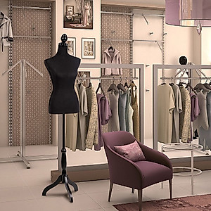 Hkeli Mannequin Torso Female Dress Form Standing Manikin Body Dress 60-67 Inch with Tripod Stand Height Adjustable Woman Body Torso for Sewing Dress Jewelry Display Women, Black