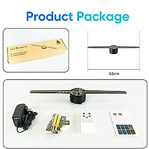 3D Holographic Fan，384LED 16.5inch Diameter 3D Animated Holographic Projection Fan，3D Holographic Display Air Fan Video Projector is Best for Business Store Shop Holiday Events Display