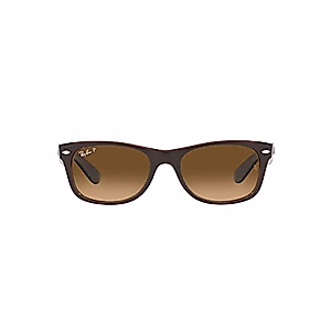 Ray-Ban RB2132 New Wayfarer Square Sunglasses, Matte Brown On Transparent Brown/Gradient Brown Polarized, 52 mm