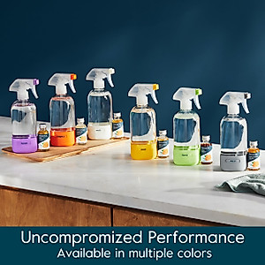 Grove Co. Glass Spray Bottles for Cleaning Solutions, 2-Pack Bundle, Unique Silicon Sleeve Slide & Snap Custom Label, Refillable Spray Bottle, Made from Recycled Glass, 2 x 16oz