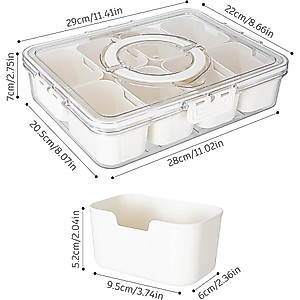 Divided Serving Tray with Lid and Handle - 8 Compartment Snackle Box Charcuterie Container, Food Container,Snack Tackle Box,Clear Snack Organizer Travel,For Party,Road Trips,Picnic,Sport Games 1pack