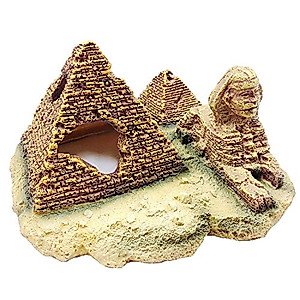 M2cbridge Aquarium Decor Castle Fish Tank Decoration Stands Egyptian Pyramid Rockery Hiding Cave Tree House Hideout (Egyptian Pyramid)