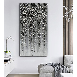 Epicler modern art oil painting,46x23 inches white flower wall art painting, abstract canvas wall art for home wall decoration