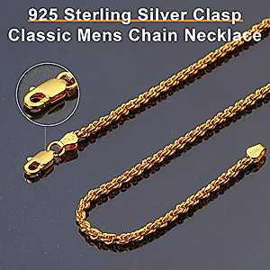 Gold Chain Gold Necklace for Men 18K Gold Rope Chain for Men Mens Gold Chain Necklace 2mm Gold Chain for Boys Gold Chain for Men 20 Inch Mens Gold Rope Chain for Men Chains for Men Mens Jewelry Mens Gifts