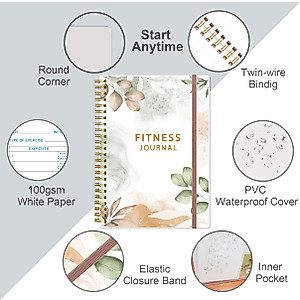 Simplified Fitness Journal for Women & Men,A5 Workout Journal/Planner Daily Exercise Log Book to Weight Loss, Gym, Muscle Gain, Bodybuilding Progress, 5.8"x8.3", Pink Flower