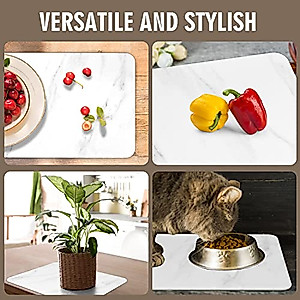 Stone Drying Mat for Kitchen Counter, Super Absorbent, Heat Resistant Dish Drying Mats, Eco-Friendly Diatomaceous Earth Stone Rack Tableware Mat (15.7x11.8 inch, Whtie Marble)