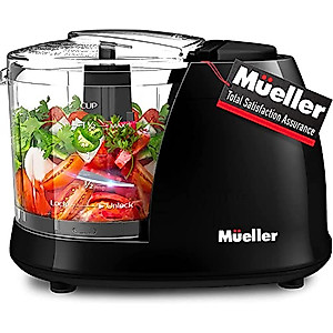Mueller Mini Food Processor, Electric Food Chopper, 1.5-cup Meat Grinder, Mix, Chop, Mince and Blend Vegetables, Fruits, Nuts, Meats, Stainless Steel Blade, Black