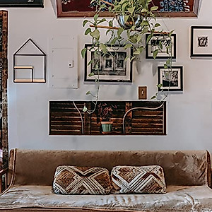 Cabilock Book Stack Decor Wooden Floating Shelves House Shaped Wall Mounted Nordic Metal Hanging Rack 32. 5x24. 5cm for Bedroom Kitchen Bathroom Living Room Organizer Wall Mount Shelves