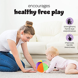 Plush Rainbow Fabric Ball Rattle | Soft Plush Ball for Baby & Toddlers | Baby First Ball | Infant Rattle Ball Toy | Rainbow Plush Ball | 0-36 Months