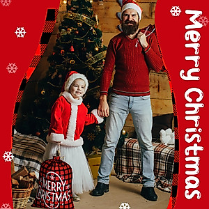 Windyun 16 Pcs Christmas Drawstring Bags Bulk Large Xmas Buffalo Plaid Drawstring Cloth Gift Bags 12 x 16 Inch Gift Wrapping Bags Drawstring Storage Sack Bags for Party Favor