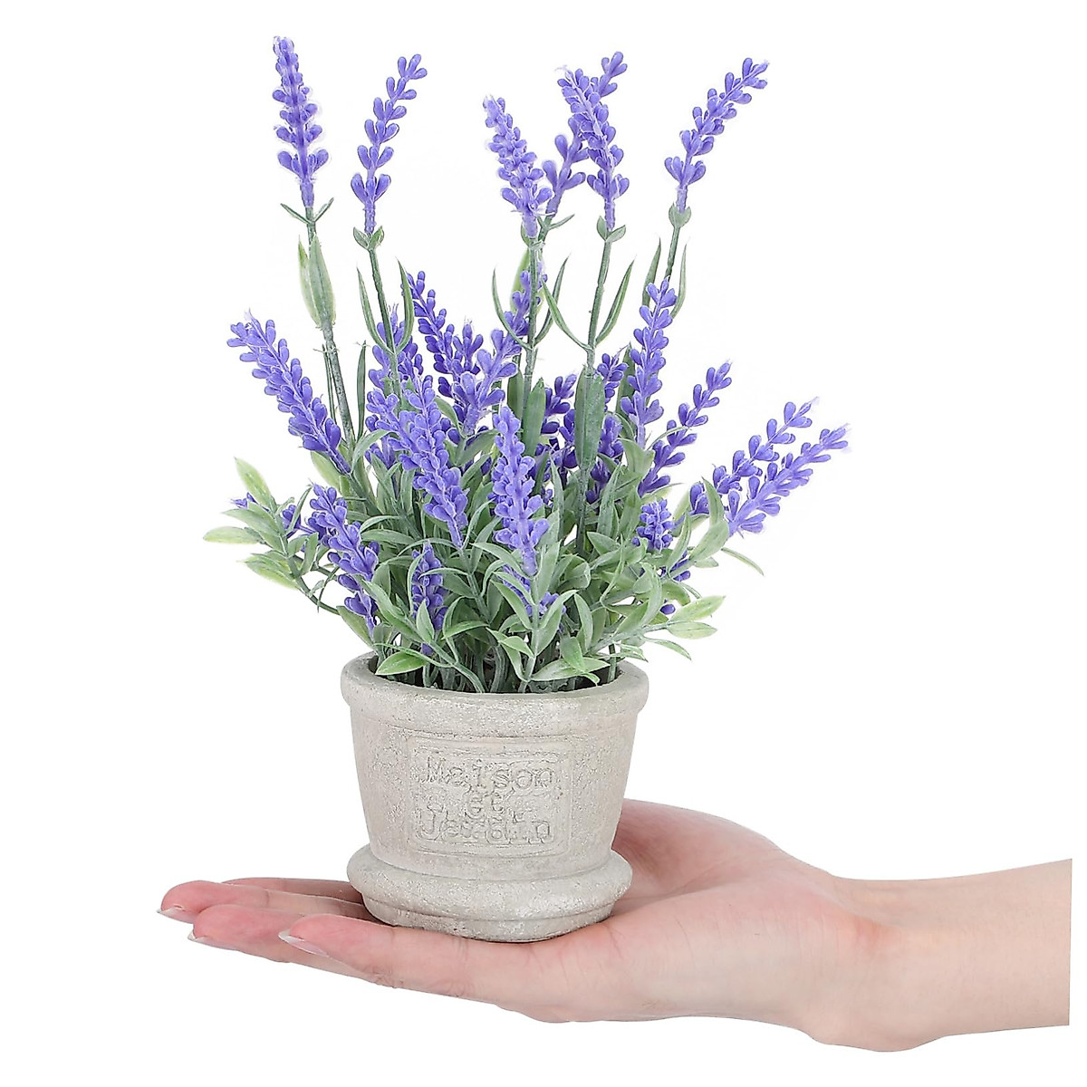 Artificial Flowers Plastic Lavender Arrangements in Pots for Decor 8.7 x 3.1Inch (Purple)