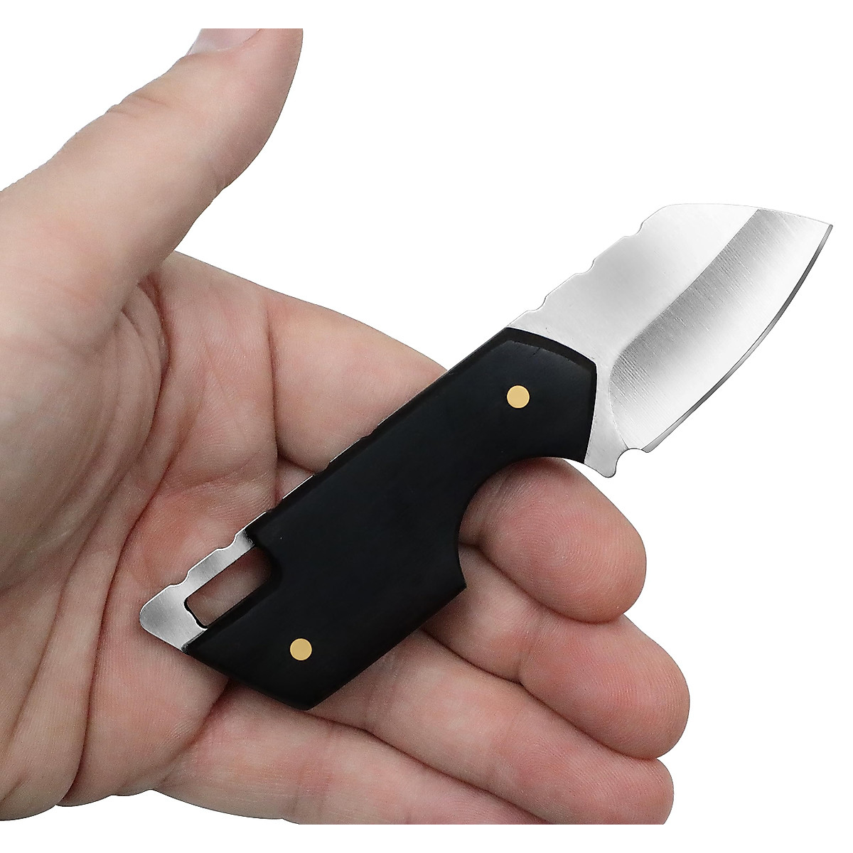 outROAR Gear Stubby Fixed Blade Knife Full Tang with Belt Loop Sheath, Heavy-Duty Tactical, Survival, Camping, Fishing, and Hunting Pocketknife, 2” Length, Wood Grip