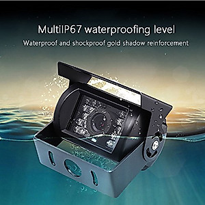 CAMECHO Bus Truck Vehicle Backup Cameras Wide View Angle IR Night Vision, Waterproof Reverse Camera with 4 Pin Aviation Connector for Bus/RV Camper/Truck/Trailer/Van(Without Guide Line)