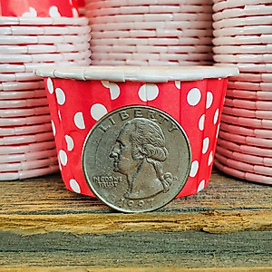 Red Bulk MINI Candy Nut Paper Cups- Christmas Valentine 4th of July Party Supply - Mini Baking Liners - Red Polka Dot - 100 Pack