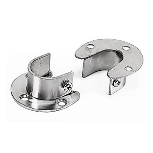 GAGALU 1Pcs Stainless Steel Clothes Rod Rail Holder Bracket For Wardrobe Curtain Shower Curtain Rod U-Shaped Flanges Holder Seat xiaolu (Color : Diameter 25-Silver)