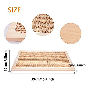 Cat Scratcher Pad Wooden Cat Scratching Board with Durable Sisal Mat, Wall Mounted or Floor Use, Cat Scratch Pad Board Cat Scratching Post for Indoor Cat Kitten, Protect Furniture from Cat Scratching