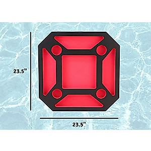 Polar Whale Large Floating Spa Hot Tub Bar Drink and Food Table Red and Black Refreshment Tray for Pool or Beach Party Float Lounge Durable Foam 23.5 Inches 9 Compartment UV Resistant