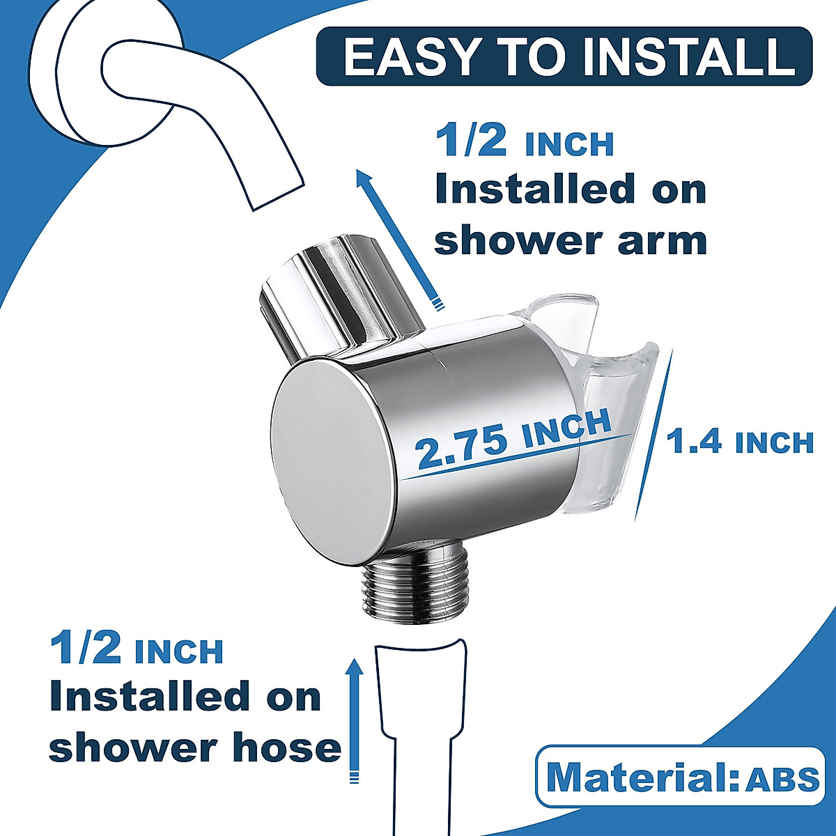 Generic Shower Head Holder, Adjustable Shower Rod Bracket ,Handheld Shower Head Bracket, Shower Wand Holder ,Shower arm Holder for Handheld Shower Head, Silver