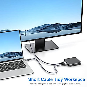 Short HDMI Cable 1.5FT 2-Pack, 8K HDMI 2.1 Cable HDMI to HDMI Cord 48Gbps Ultra High Speed (8K@60Hz, 4K@120Hz, 2K, 1080P, HDR, 3D, eARC) for Laptop, Monitor, Switch, PS5/PS4, Xbox